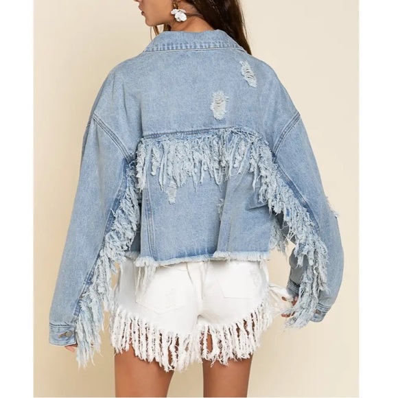POL | Jackets & Coats | Sale Price Firm Pol Pale Pink Fringe Denim ...